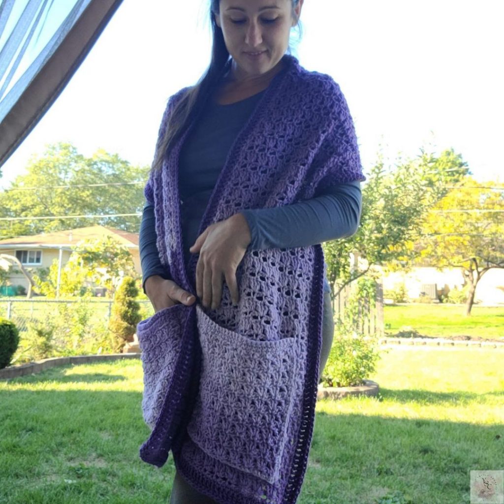 Cozy Crochet Pocket Shawl - Free Pattern - YelenaStyleCrochet